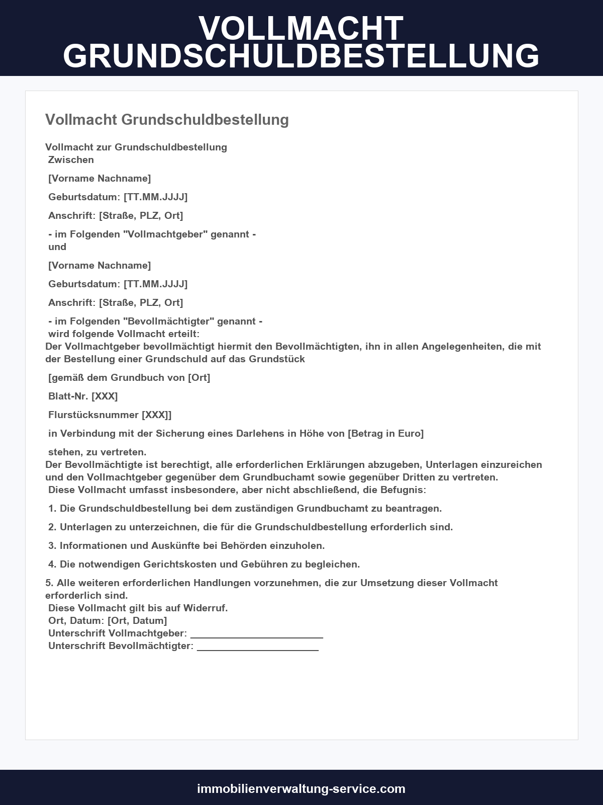 Bestellung Einer Grundschuld